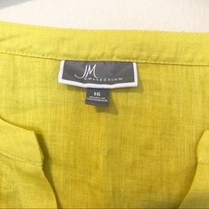 JM Collection | Tops | Jm Collection Bright Yellow Linen Blend Tunic ...